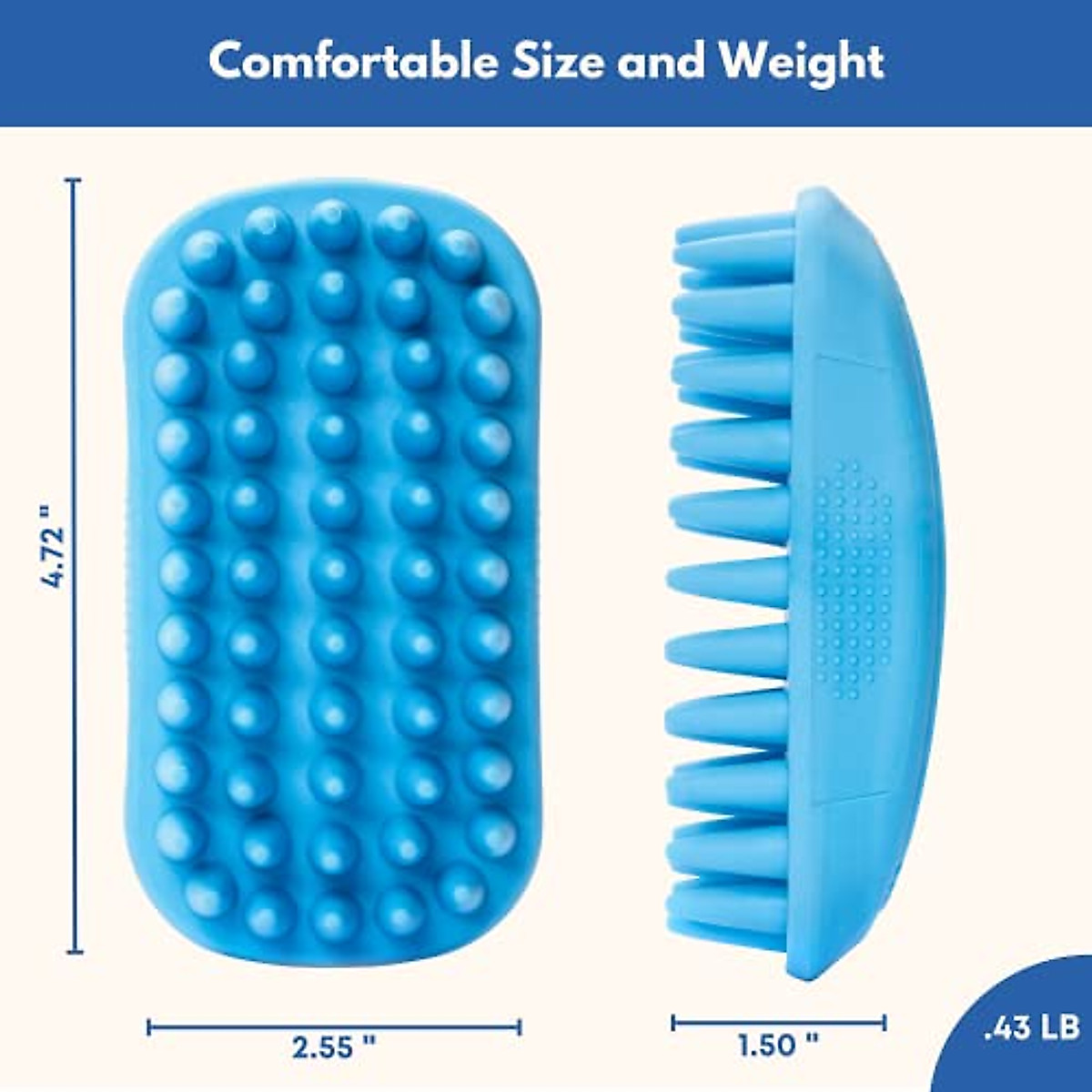 Freshly Bailey Rubber Dog Bath Brush - Silicone Pet Wash & Massage Brush - Perfect for Bathing, Massaging, & Deshedding - Use Wet or Dry, De-shed or Use it to Lather Shampoo For Deeper Clean - Loved by Dogs & Pet Parents