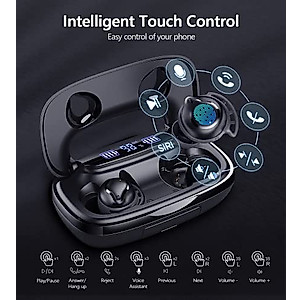 Lankey Pro Ear Buds Wireless,Bluetooth Headphones,180H Playtime Ear Buds with Microphone, IPX8 Waterproof in Ear Headphones with Digital Display,Touch Control for Sports,Work,Gym(Black)