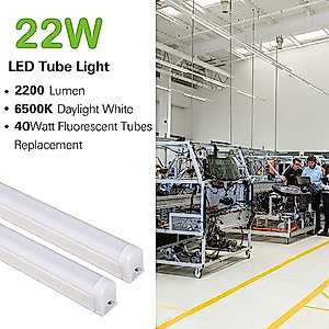 10 Pack LED Shop Light 4FT, T5 Integrated Single Fixture, 22W, 2200lm, 6500K Super Bright White, Linkable Shop Light, Utility Shop Lights, Corded Electric W/Built-in ON/Off Switch