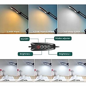 Magnifying Glass with Light and Stand, 10X Magnifying Lamp, 2-in-1 Desk Magnifier with Light, Craft Light Lamp with 3 Color Modes, LED Lighted Magnifier with Light for Close Work Reading Repair Crafts