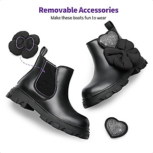 DREAM PAIRS Girls Chelsea Boots Side Zipper Lug Sole Ankle Booties Toddler/Little Kid/Big Kid,Size 12 Little Kid,Black,SDBO2301K