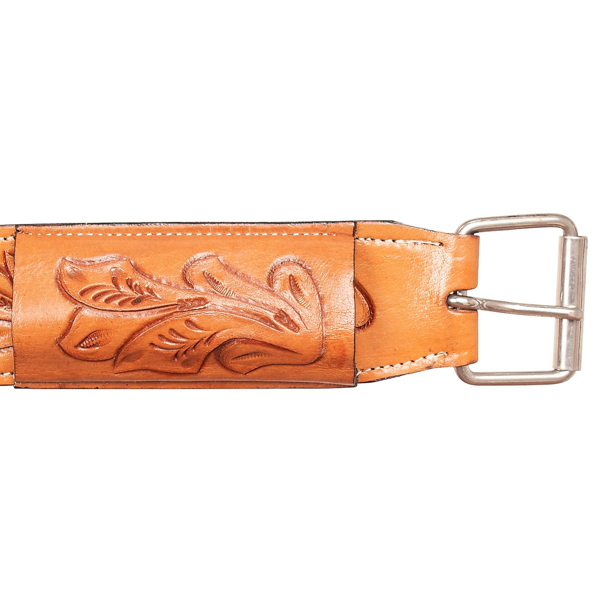 Acerugs WESTERN BACK CINCH HORSE SADDLE TACK ACCESSORIES PREMIUM LEATHER TOOLED ALL PURPOSE PLEASURE TRAIL ENDURANCE RIDING BUCKING FLANK STRAP REAR GIRTH BUCKLE (Tan)