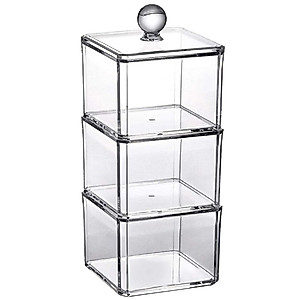 1 Set Storage Box Cotton Round Holder Clear Container with Lid Organizer Square Storage Container Clear Jars Storage Case Tool Box Acrylic Mini