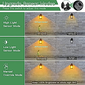 Dexnump Motion Sensor Outdoor Wall Light, Black Exterior Sconces Lighting with Bulb/ 3 Modes Dusk to Dawn, Anti-Rust Waterproof Front Porch Lights Fixture for Outside House, Patio