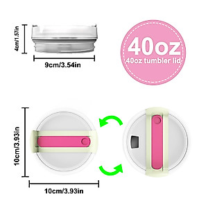 40 OZ Tumbler Lid Compatible for Stanley Quencher, 2 Pack Spill Proof Splash Resistant Stainless Steel Tumbler Covers Fit for Stanley and More Coffee (Rose + Green)