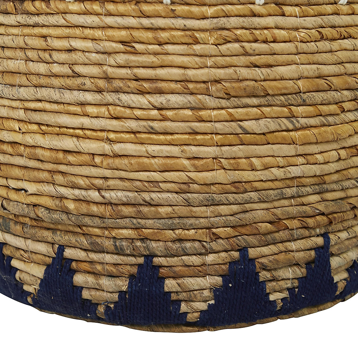 Deco 79 Banana Leaf Handmade Decorative and Functional Storage Basket Triangle Details Basket Organizer with Handles, Set of 2 Basket for Storage 19", 15"H, Brown