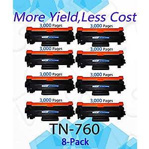 EASYPRINT 8X Compatible 760 Toner Cartridge Replacement for TN760 TN-760 Used for Brother DCP-L2550DW, HL-L2350DW, L2370DW, L2370DW XL, L2390DW, L2395DW, MFC-L2710DW, L2750DW, L2750DW XL, (8-Pack)