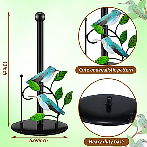 Paper Towel Holder Countertop Decorative Paper Towel Stand Metal Paper Towel Rack Standing up Kitchen Roll Dispenser with Base for Kitchen Bathroom Tabletop Living Room Decorationation (Bird)
