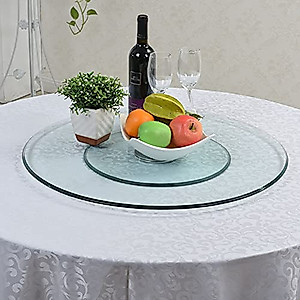 JHSDFOUIH Lazy Susan Turntable for Table, Round Tabletop Rotating Serving Tray, Transparent Table Top Circle Centerpiece, Thicken Explosion-Proof Tempered Glass, for Sharing Food Easier