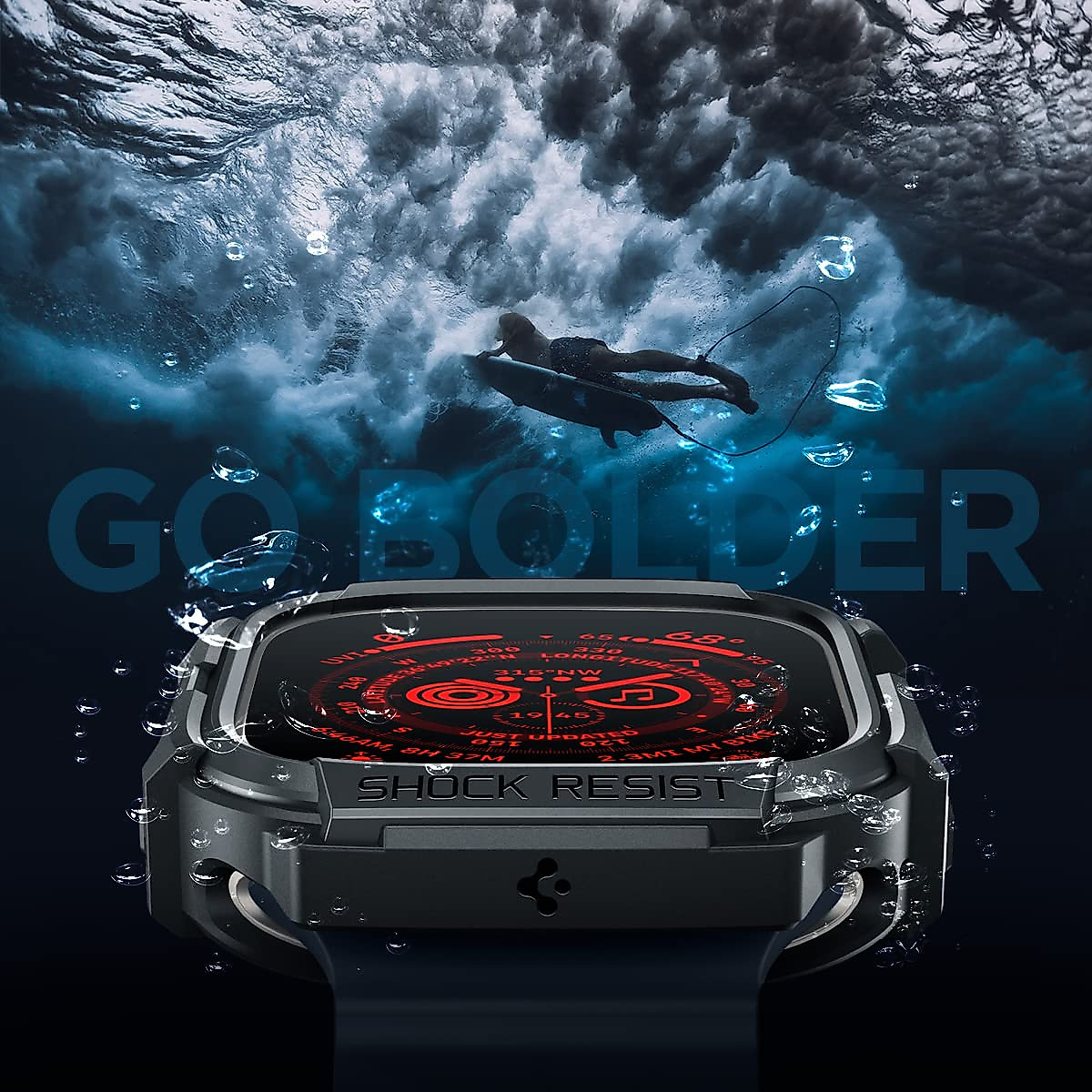 Spigen Rugged Armor Designed for Apple Watch Ultra 2/Ultra Case Durable TPU Case for Apple Watch Ultra 49mm Case - Black