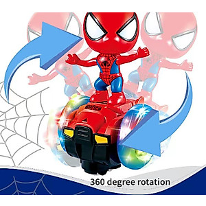 Spider-Man Robot Toys, Robot Interactive Toy Car with Colorful Flashing Lights & Music for 3+ Year Old Boys Girls