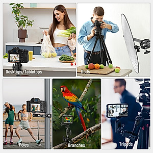 NEEWER Super Clamp with 3" Dual Ballhead Magic Arm, Cold Shoe, 1/4" Threads, Phone/Action Camera Mount Adapter for Desk Tripod Tube Crossbar Gimbal Rods Compatible with SmallRig GoPro DJI, ST83