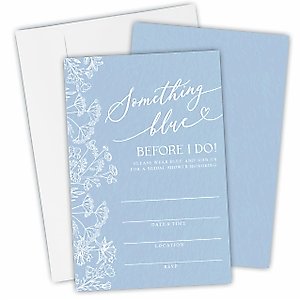 25 Bridal Shower Invitation With Envelopes - Something Blue Before I Do - Minimalism Blue Fill In Style Invitations For New Couples, Mr And Mrs, Newlyweds Invites, Party Favor & Supplies - A07