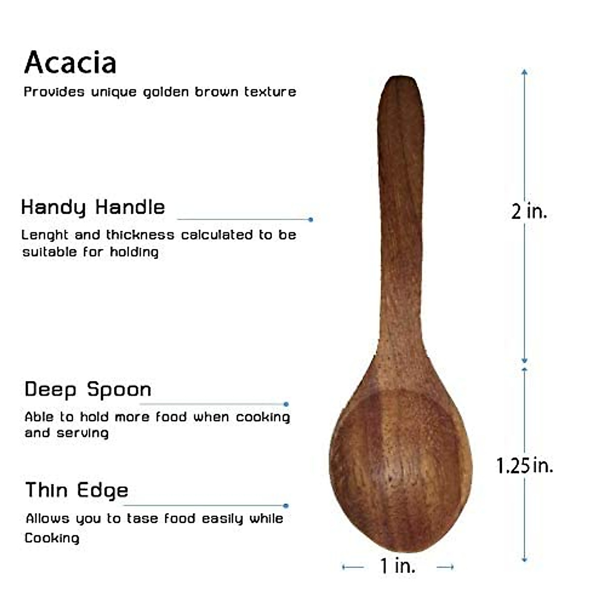 MINIATURE DOLL SIZE Tiny 2¾" Dia Acacia Calabash Wood Bowl for Condiments, Dip Sauce, Nuts, Ketchup, Jam, Herb, Prep, Olive, Salsa, Round Wooden Brown Bowl 2.75"x1.5" H Set of 4 (FREE 4 Wood Spoons)