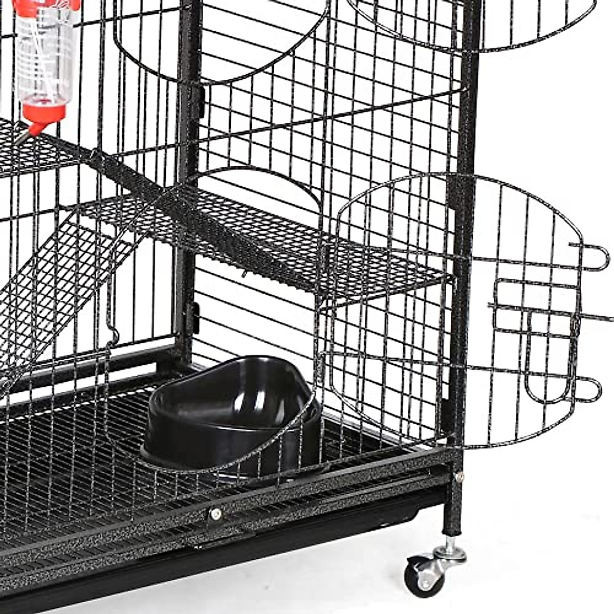 Yaheetech 37-inch Metal Ferret Chinchilla Cage Indoor Outdoor Small Animals Hutch w/ 2 Front Doors/Feeder/Wheels for Squirrel,Black