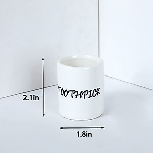 LEETOYI Ceramic Toothpick Holder Dispenser, Set of 2, White
