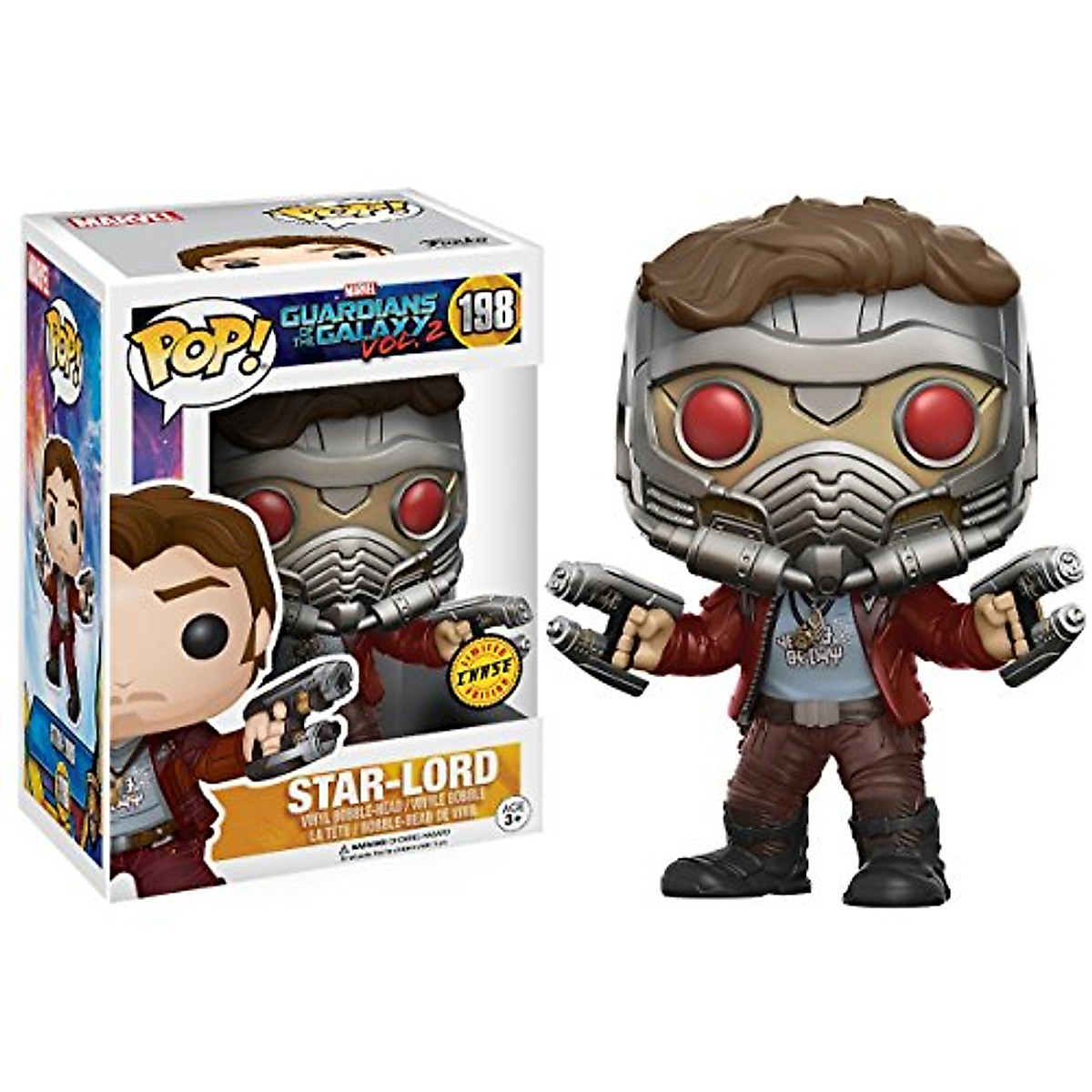 Funko Pop Marvel: Guardians of the Galaxy Vol. 2 - Star Lord Chase Variant Limited Edition Vinyl Figure (Bundled with Pop Box Protector Case)