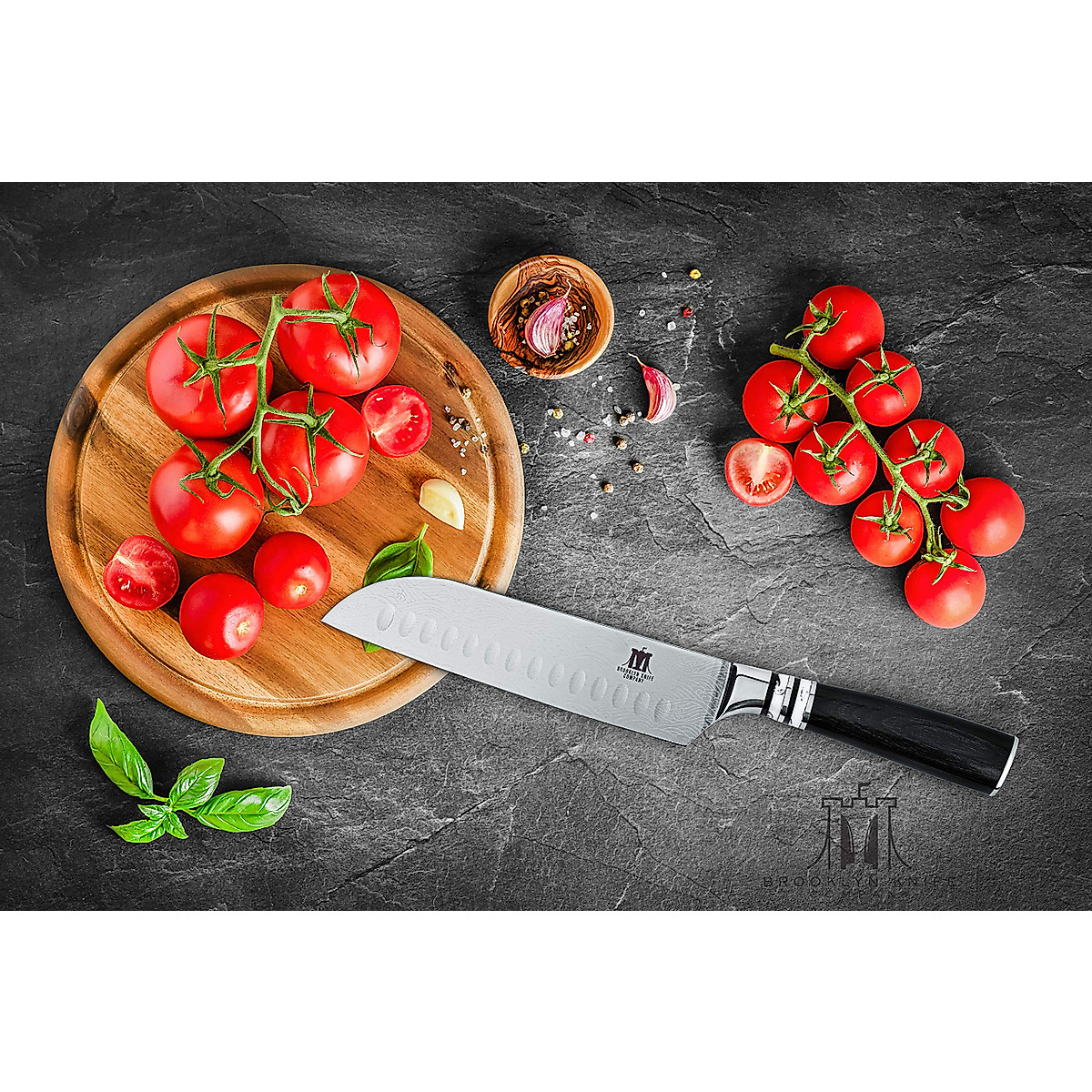 Brooklyn Knife Co. 4 Piece Set - Japanese Seigaiha Series - Etched HC Steel 8-7-7-3.5-Inch