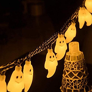 LIUPENGWEI Solar Outdoor Rodgersia String, 30 LED Ghost Globe-Shaped Solar Fairy Lights for Home, Party, Holiday, Christmas Decorations (Warm White) Garden Ghost Light