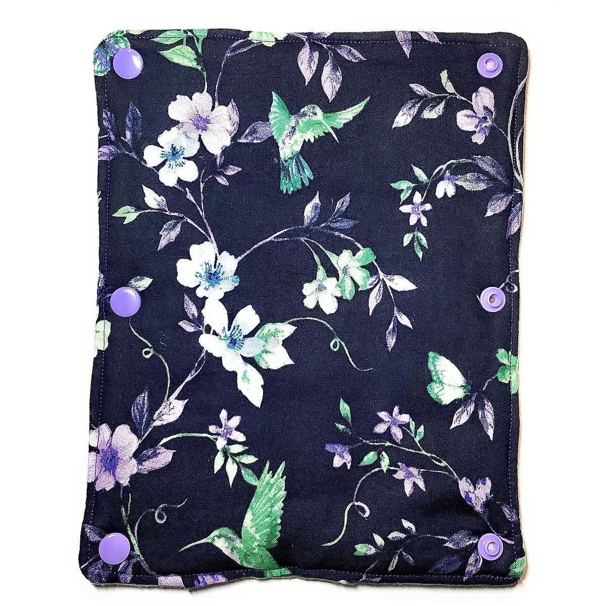 Purple Hummingbird Universal Car Seat Belt Cover, Floral Green Vine Leaf Butterfly Snap Cushion Seatbelt Shoulder Strap Neck Pad, Padded Soft Quilted 100% Cotton More Comfortable Driving, Made in USA