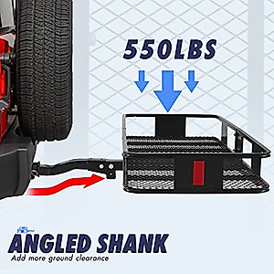 KING BIRD Folding Hitch Cargo Carrier 60x24x6 with 18 Cuft Waterproof Bag & Hitch Stabilizer& Ratchet Straps Fits to 2'' Receiver,550LBS Capacity Cargo Basket | Trailer Tow Hitch Cargo Carrier