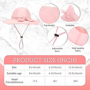 4 Pcs Baby Girl Sun Hat and Polarized Protected Sunglasses Outdoor Adjustable Beach Hat with Wide Brim for Girls Toddler Boys (Pink, White)