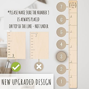 Beautiful Wooden Growth Chart for Kids - Upgraded Easy Install Version - The Perfect 6.5 ft Height Measurement Chart w Stickers to Track Your Kids Growth - Modern Boho Nursery Or Playroom Wall Decor