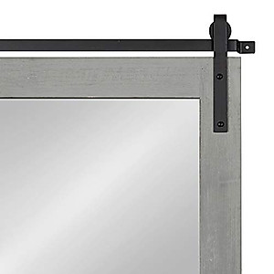 Kate and Laurel Cates Farmhouse Wall Mirror, 24 x 38, Gray, Barn Door-Inspired Rustic Mirrors for Wall