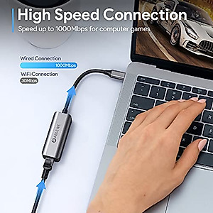 USB C to Ethernet Adapter, ABLEWE Type-C to RJ45 Gigabit Ethernet Adapter, Thunderbolt 3 to RJ45 LAN Network Adapter Compatible for MacBook Pro 2020/2019/2018/2017, MacBook Air, Dell XPS, Galaxy S20