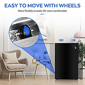 Upstreman 4.5 Cu.Ft Mini Fridge with Freezer, Single Door Small Refrigerator, Adjustable Thermostat, Low noise, Energy-efficient, Compact Refrigerator for Dorm, Office, Bedroom, Black-FR45