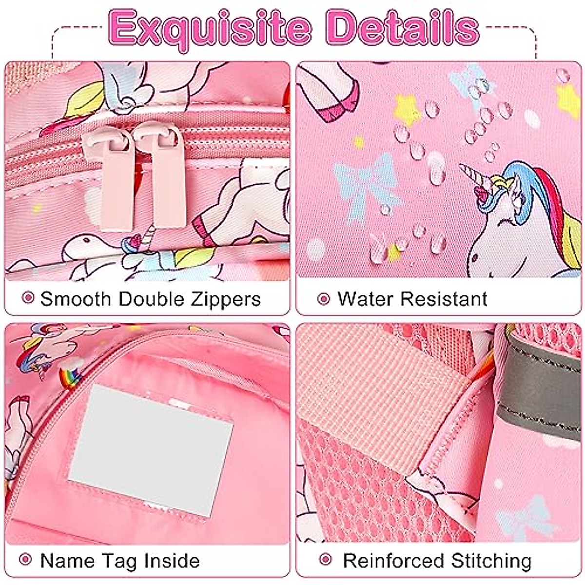 Ceadyxiao Unicorn Toddler Backpack for Girls 4-6 | Preschool Rainbow Backpack For Girl | Pink Kindergarten School Book Bag | Adjustable Padded Straps & Loop for Lunch Bag