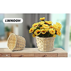 LWNOOH Desktop Bamboo Weaving Storage Basket, 6 Pieces Small Household Bamboo Wood Woven Storage Box for Debris Crafts Toys Jewelry Organizer Desk Decoration Desktop Flower Pot Garbage Can