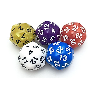SmartDealsPro 5-Pack of Random Color D30 Polyhedral Dice for DND RPG MTG Table Games with Free Pouch