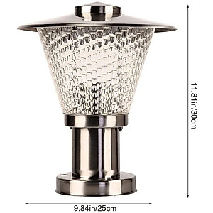 MODEBHD Rainproof Villa Pillar Light Ball Acrylic Shade Post Light Landscape Street Lawn Lights Fixture E27 Exterior Stainless Steel Column Lamp Outdoor IP55 Waterproof Garden Lawn Lantern