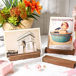 Roowest Wood Place Card Holders 4.5 Inch Rustic Wooden Table Number Holder Stands Acrylic Sign Holders Name Card Holder for Wedding Events Birthday Party Home Decoration(36 Pcs)