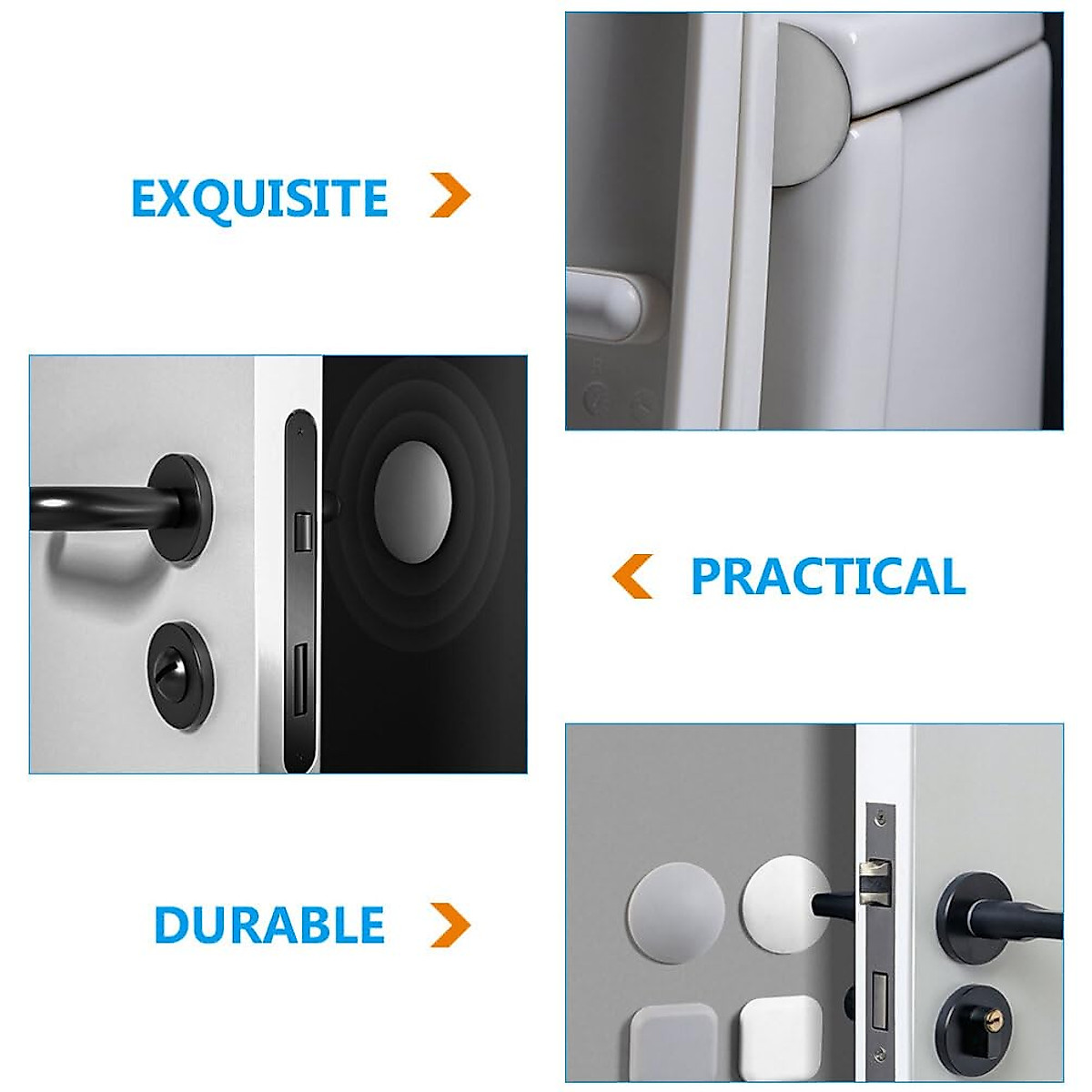 ULTECHNOVO Door Stoppers Wall Protector, 4pcs Silicone Reusable Door Bumper Self Adhesive Quiet Absorbent Gel Door Knobs Wall Protector for Home Office Gray
