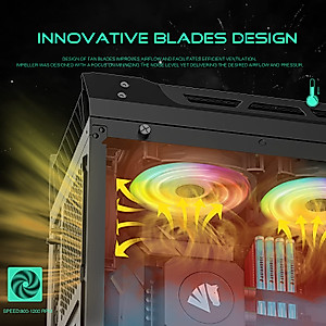 Asiahorse Fish-Bone Argb Case Fans,120mm Quiet Computer Cooling PC Fans Sync/Remote Control, Adjustable Speed, SATA Connection (3pack Grey)