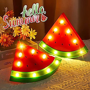2 Pieces Watermelon Marquee Light LED Watermelon Night Lights Battery Operated Table Fun Lamp Sign Wall Watermelon Decor Decorations for Baby Kids Children Girl Bar Bedroom Nursery, Red Watermelon