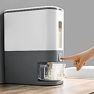 ZEAYEA 25 Lbs Rice Dispenser, Large Grain Storage Container with Lid and Measuring Cup, Household Cereal Food Dispenser Rice Bucket for Kitchen Pantry Soybean Corn Dry Food Organization