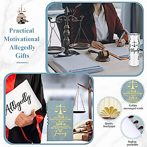 Domensi 6 Pcs Funny Allegedly Lawyer Gifts Judge Gift Lawyer Appreciation Day Gift 20 oz Marble Sign Tumbler Makeup Bag Notepad Ballpoints for Law Paralegal School College Teacher(Blue)