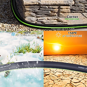 150 ft Hybrid Garden Hose–No Kink,Heavy Duty,Lightweigh Flexible,Leakproof Water Hose–5/8 in ID,3/4"Solid Brass Connectors-Rubber Car Hoses Pipe for outdoor Watering& Washing,600 Burst PSI