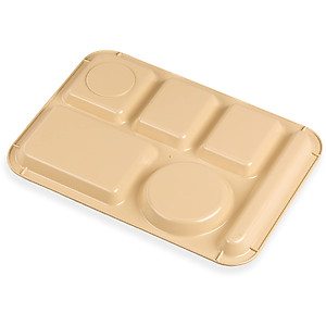 Carlisle 61425 ABS Left-Hand 6-Compartment Divided Tray, 14" X 10", Tan (Pack of 24)