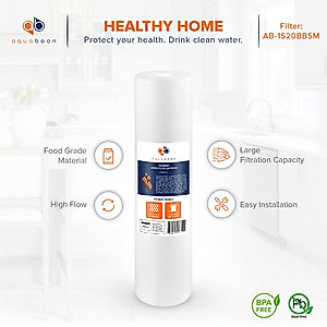 Aquaboon 20"x4.5" 5 Micron Sediment Water Filter Replacement Cartridge | Whole House Sediment Filtration | Compatible with AP810-2, SDC-45-2005, FPMB5-20, P5-20, FP25B, 155358-43, 2 Pack