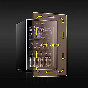 Antarctic Star 36 Bottle Wine Cooler/Cabinet BeverageRefrigerator Small Mini Wine Cellar Beer Soda Bar Fridge Quiet Operation Compressor Adjust Temperature Freestanding Black