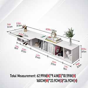 Pmnianhua 63'' Floating Desk with Storage Shelves,Wall Mounted Desk Laptop Computer Writing Study Table for Bedroom Small Space(White)