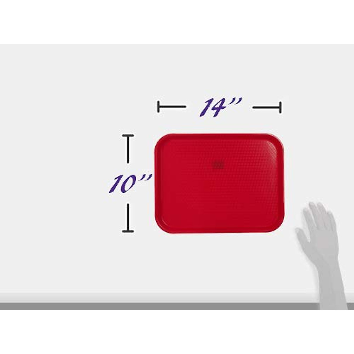 Fast Food Tray 10 x 14 Red Rectangular Polypropylene Serving Tray for Cafeteria, Diner, Restaurant, Food Courts