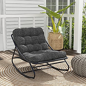 Grand patio Indoor & Outdoor Samba Rocking Chair - Deluxe Lounge Chair with Thick Padded Cushion, Enlarged Armless Seat - Rocking Chair for Front Porch, Garden, Backyard - Grey