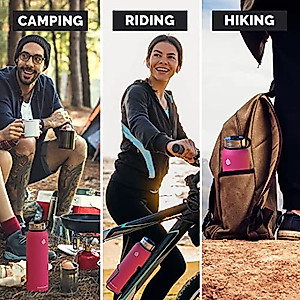 Swig Savvy Sports Water Bottle, Vacuum Insulated Stainless steel, Double Wall Wide Mouth Leakproof Lid - 18oz (Pink)