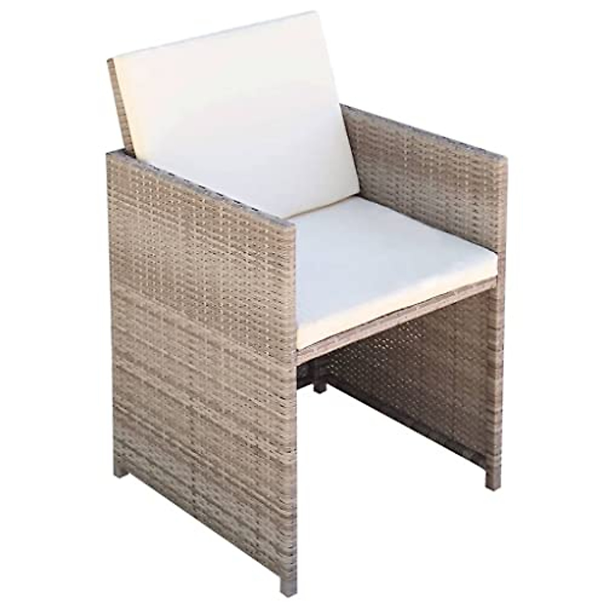 TCSGURK Outdoor Dining Set, Garden Patio PE Rattan Set w/Cushions, Furniture with Glass Table and Chairs (Color : Beige, Size : 48.4" x 23.6" x 29.1")