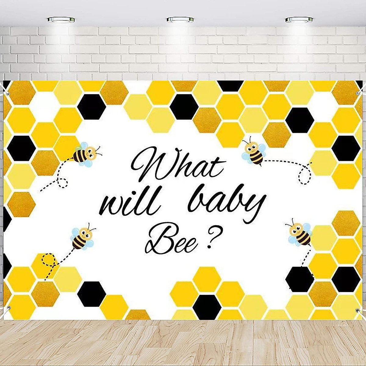 GREPARPY What Will It Bee Gender Reveal Party Decorations, Bumble Bee Baby Shower Supplies Include Banner, Tablecloth, Backdrop, Balloons, Boxes, Topper, Honey Bumble Bee Theme Party Decorations